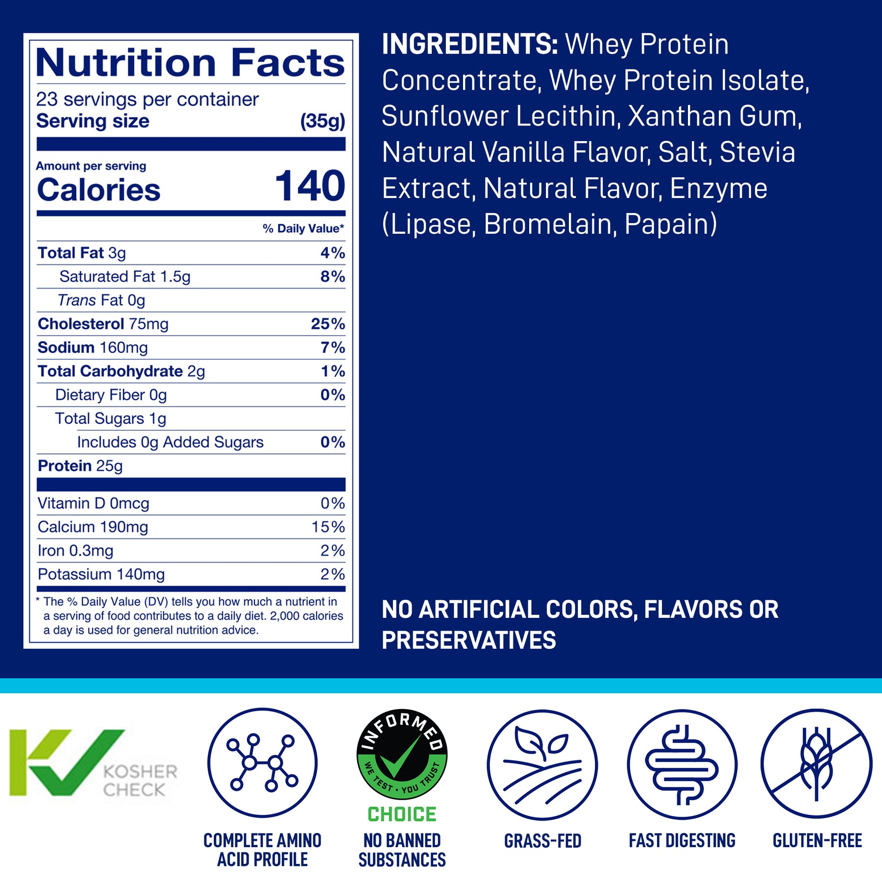 LEANFIT WHEY PROTEIN™ Vanilla 1.83 lbs | Grass-Fed Whey Protein Powder ...