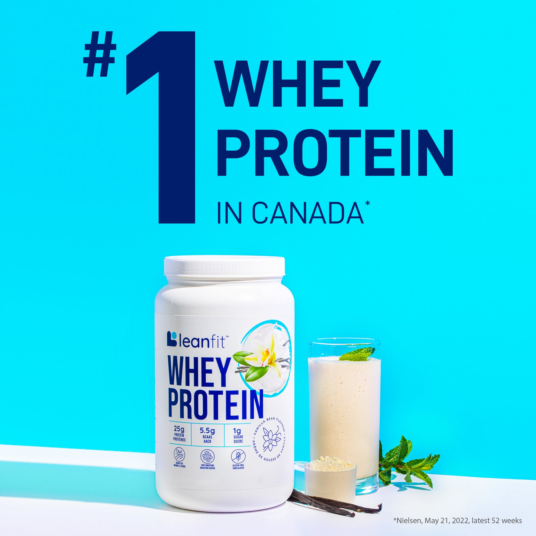 LEANFIT WHEY PROTEIN™ Vanilla 1.83 lbs | Grass-Fed Whey Protein Powder ...